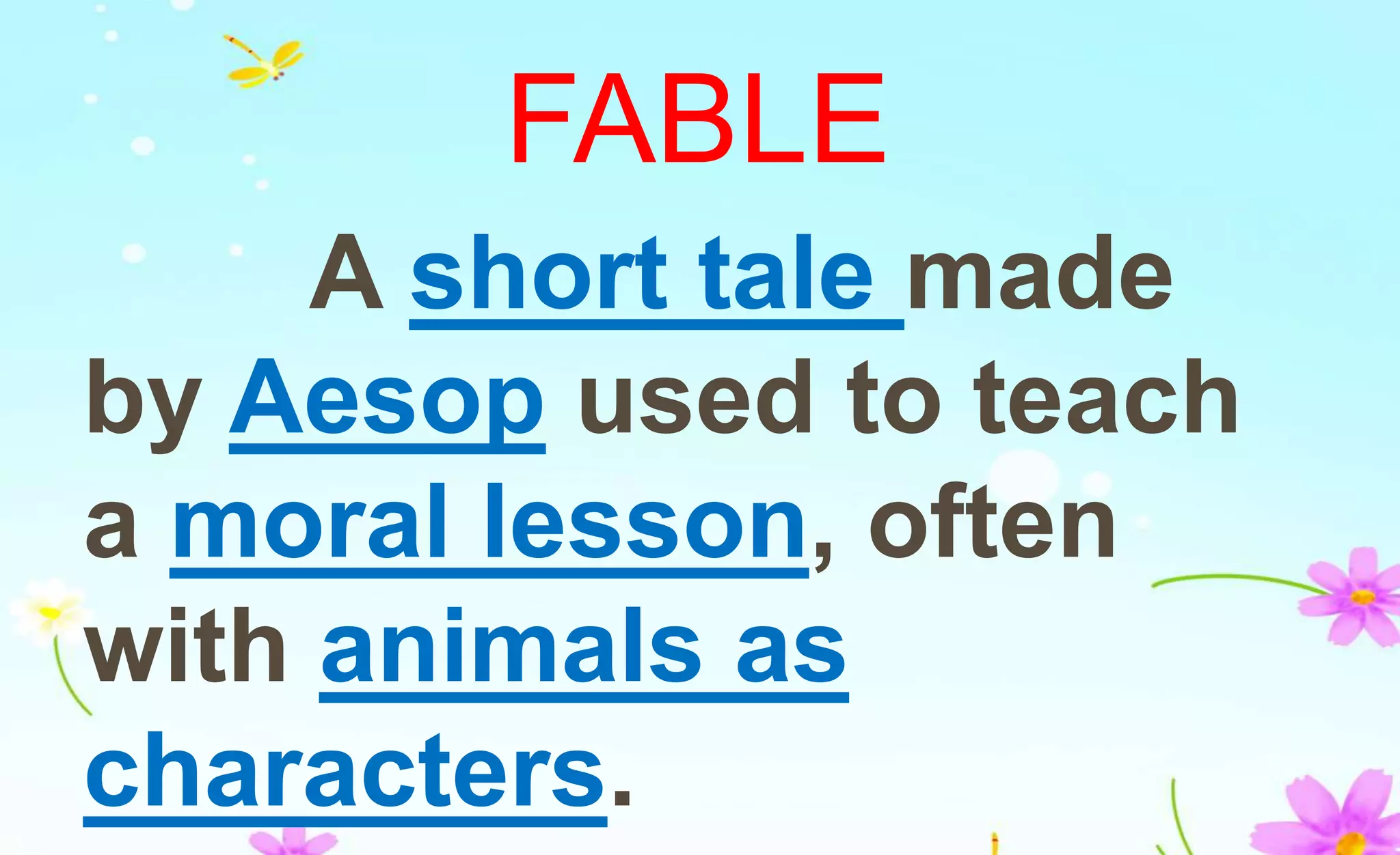 Lesson 1 elements of a fable | PPTX