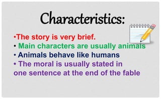 Lesson 1 elements of a fable | PPTX