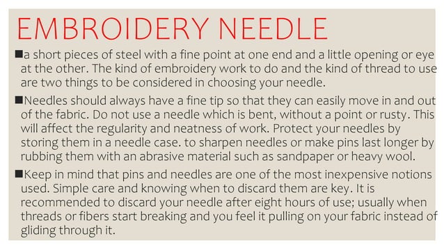 LESSON 1- EMBROIDERY POWERPOINT MODULE.pptx | Needlework | Arts and Crafts