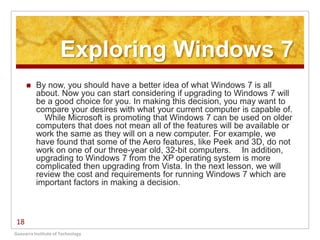 Lesson 1 Exploring Windows 7 | PPTX | Operating Systems | Computer ...