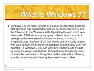 Lesson 1 Exploring Windows 7 | PPTX | Operating Systems | Computer ...