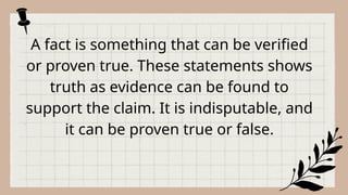 Lesson 1- FACT VS OPINION (Grade 8 Lesson) | PPTX