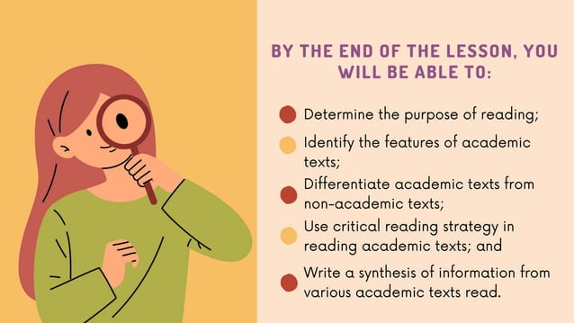 LESSON 1- FUNDAMENTALS OF READING ACADEMIC TEXTS.pptx | Education