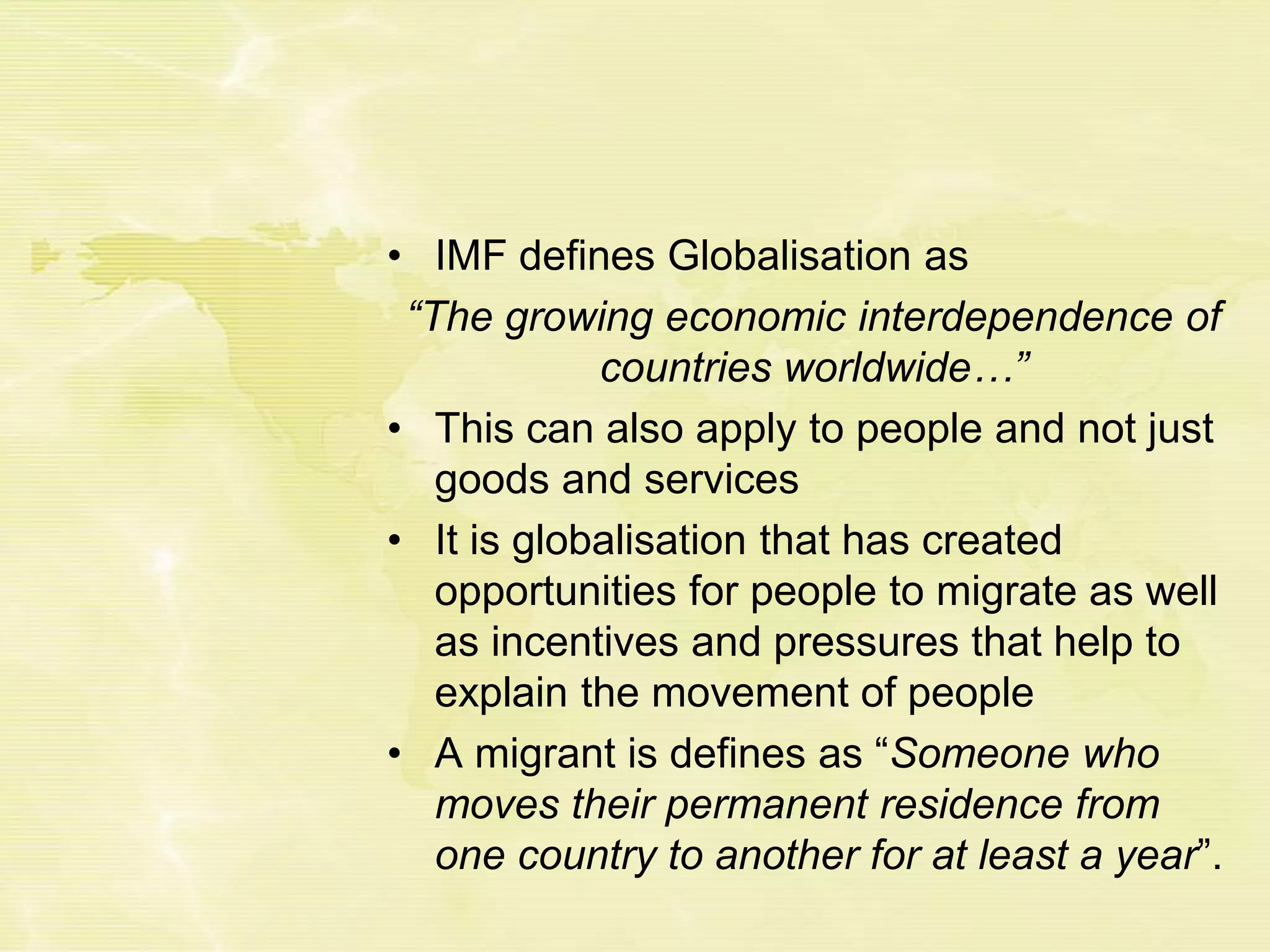 Lesson 1 globalisation and the increase in migration | PPTX