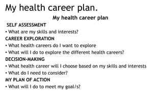 Lesson 1- health.pptx Discusses the components and steps in making a ...