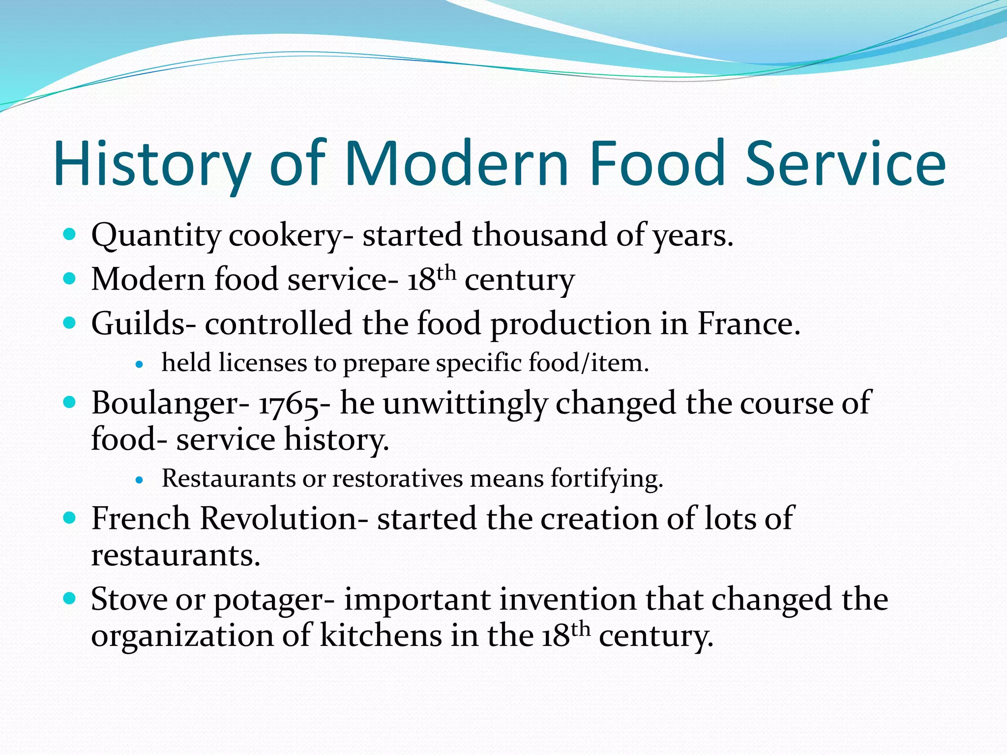 Lesson 1 history of modern food service | PPTX