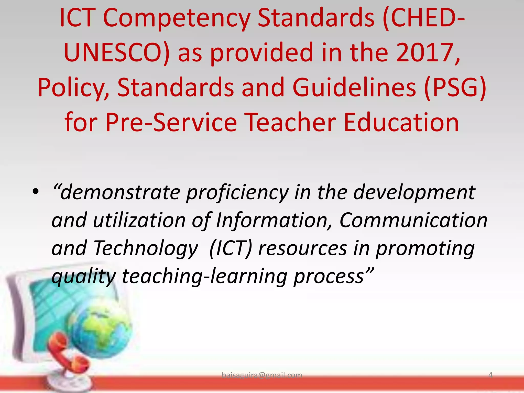 Lesson 1 ict competency standards for philippine pre-service teacher ...