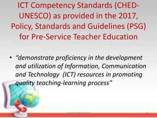 Lesson 1 ict competency standards for philippine pre-service teacher ...