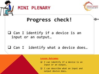 Lesson 1 inputs and outputs | PPTX