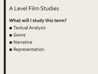 Film Studies. - Lesson 1 intro and camera shots | PPTX