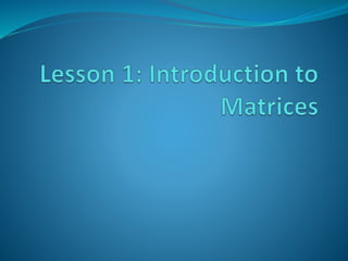 Lesson 1 - Introduction to Matrices | PPTX