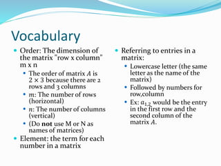 Lesson 1 - Introduction to Matrices | PPTX