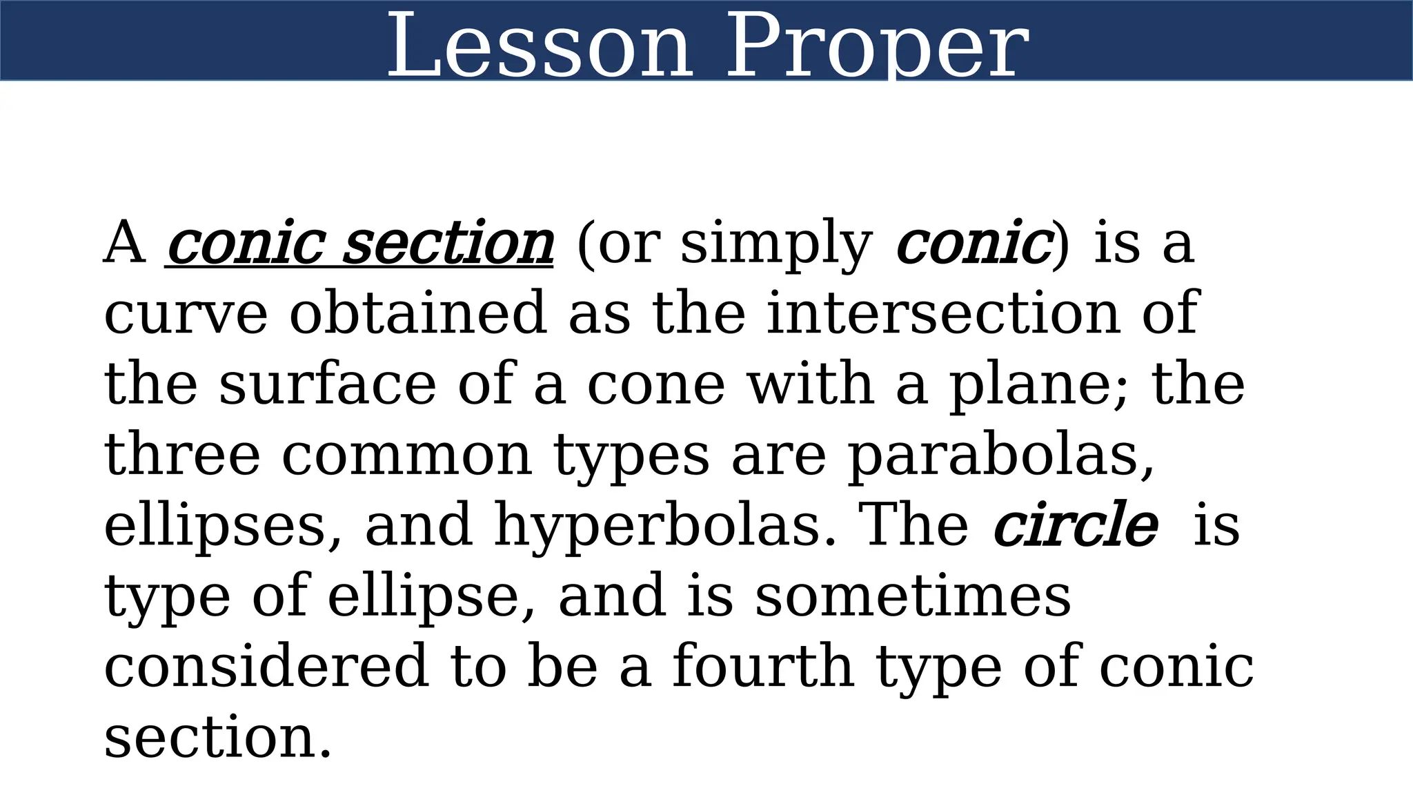 Lesson 1 - Intro to Conic Section.pptxzz | PPTX