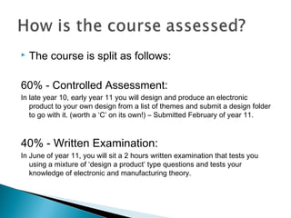 Electronic Products - Year 10 - Introduction to Course | PPT