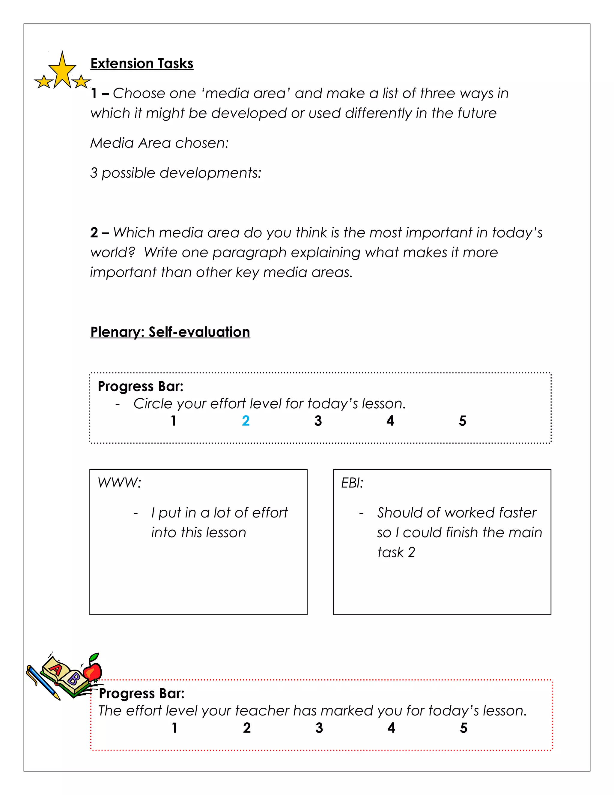 Lesson 1 intro to media worksheet | DOC
