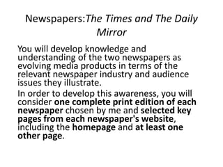 Newspaper Lesson 1 Intro and exam | PPT