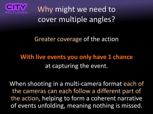 Lesson 1 - an introduction to multicamera filming techniques | PPT