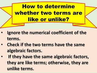 Like & unlike terms | PPTX