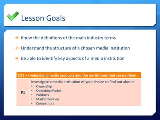 Lesson 1 - Media Institutions | PPT