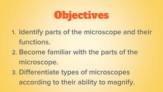 Grade 7 - Lesson 1 - Microscope and Its Functions | PDF