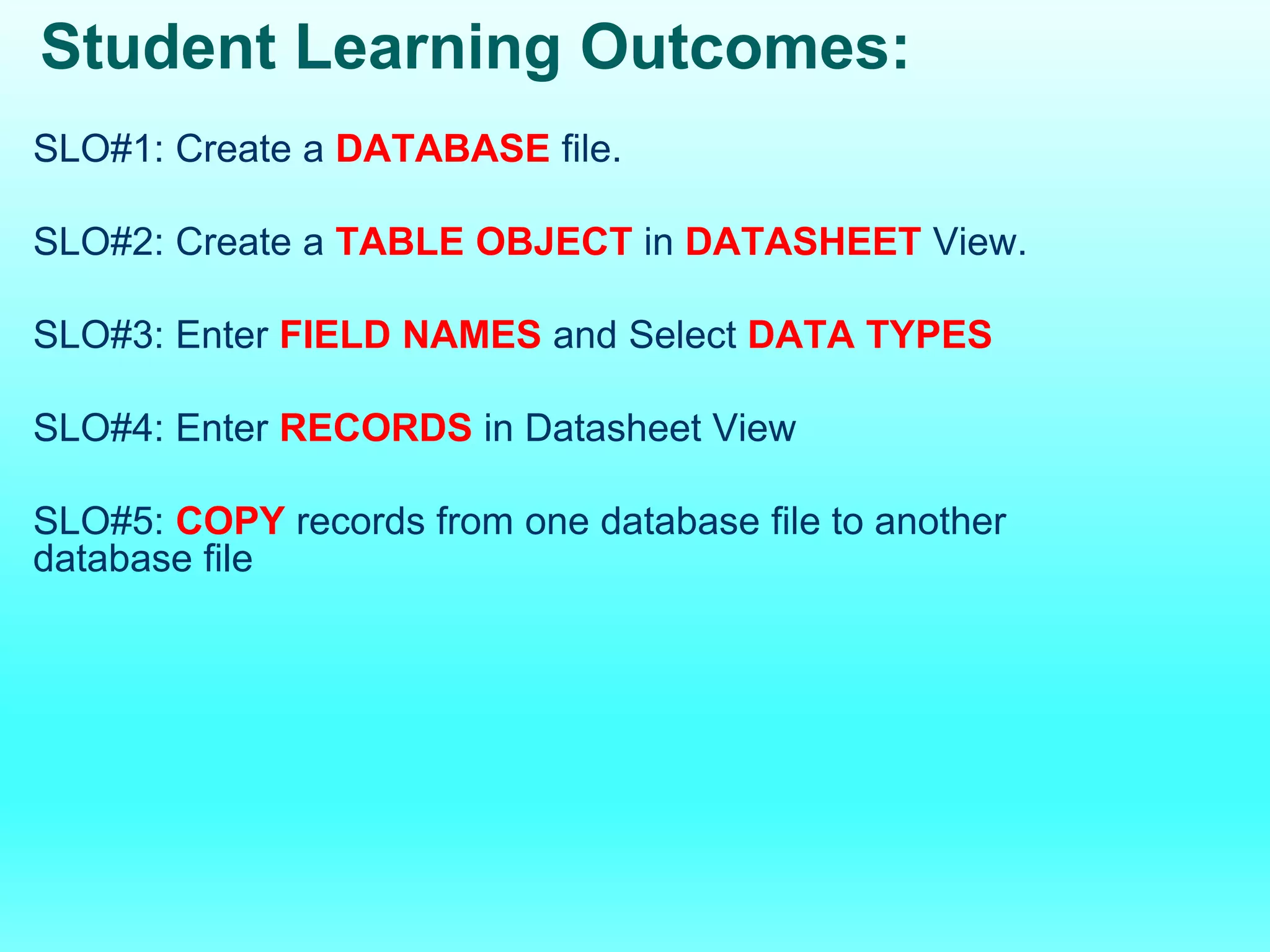 Lesson 1 Microsoft Access Creating Database Pdf