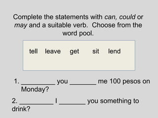 MODALS OF PERMISSION CAN, COULD AND MAY.pptx