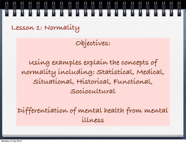 Lesson 1 normality | PDF | Mental Health | Diseases and Conditions