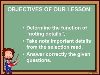 Lesson 1 noting details | PPT