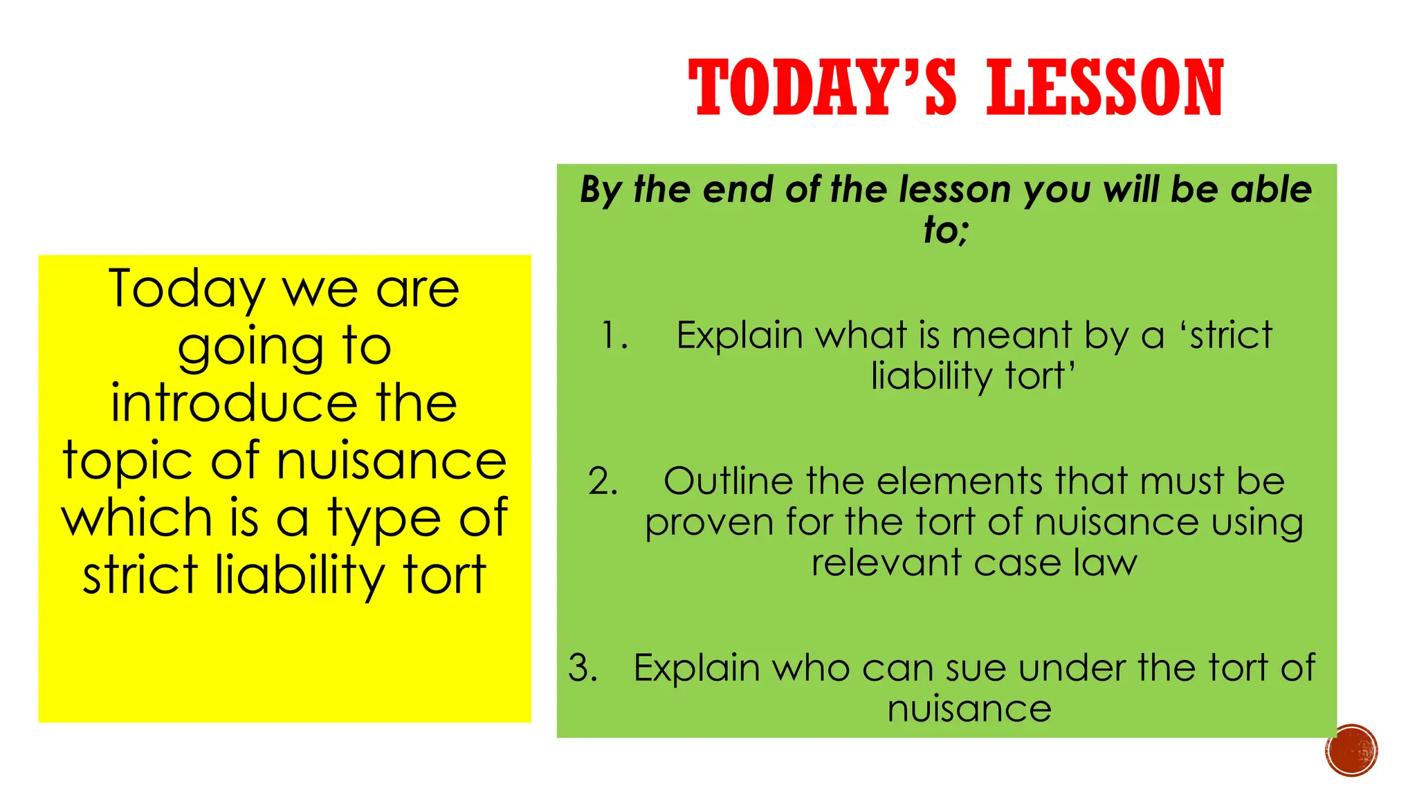 Lesson 1- Tort of The Private Nuisance.pptx