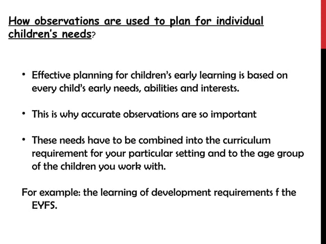Observation, Assessment and Planning in Early Years | PPT | Parenting ...