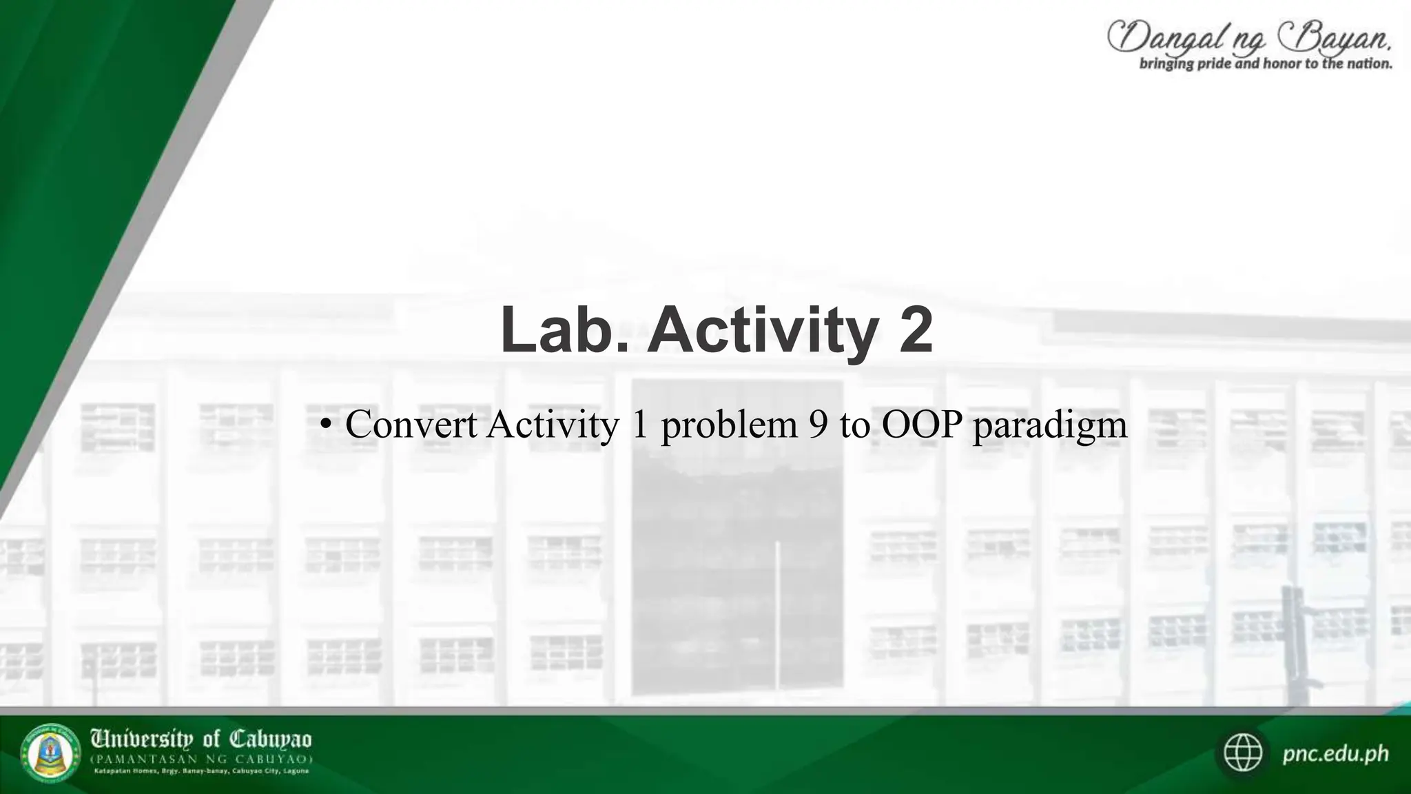 Lesson 1 Object Oriented Programming Cpp103 Pptx