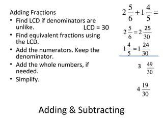 Lesson 1 operations with fractions part 1 (notes) | PPT