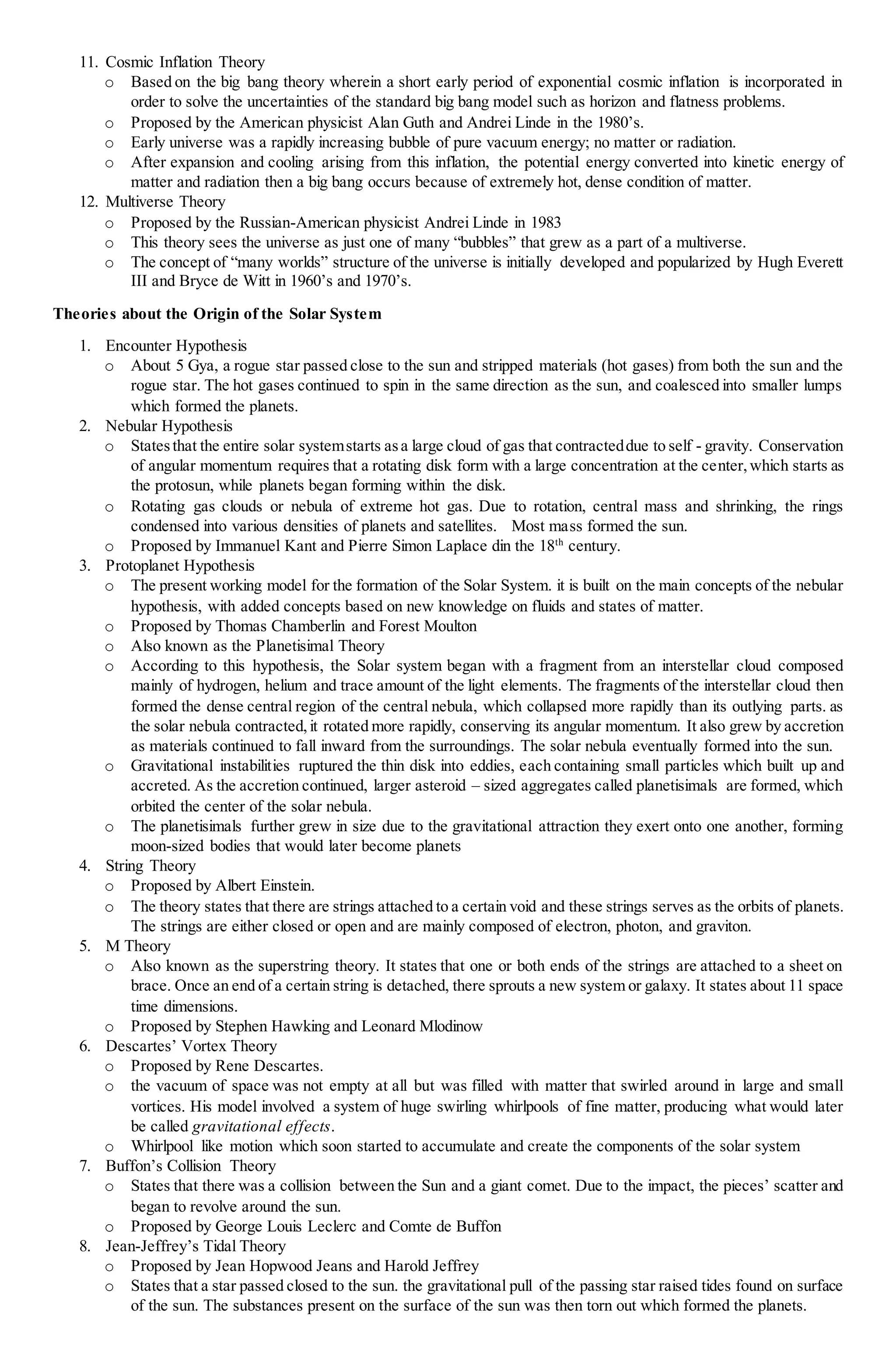 Lesson 1 origin of the universe | DOCX