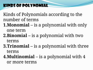 Lesson 1 - Polynomials and Types of Polynomials.pptx