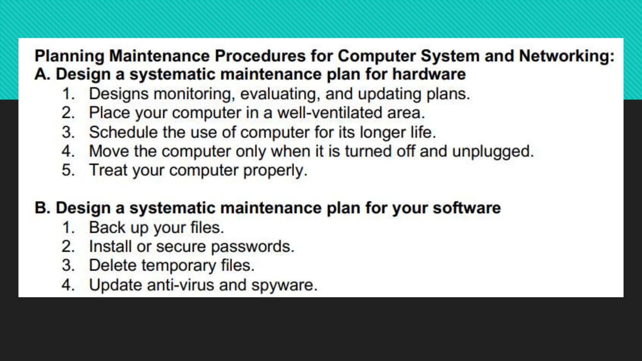 LESSON 1- Procedures in Planning and Conducting Maintenance.pptx | IT ...