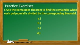 FINDING THE REMAINDER USING REMAINDER THEOREM | PPTX