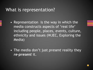 Lesson 1 Media concepts - Representation & mediation | PPTX