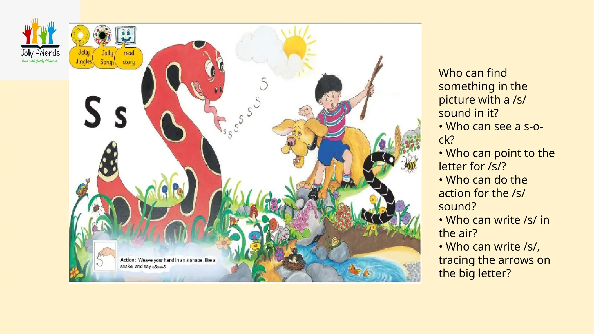 Lesson 1- S Jolly Phonics Lesson 1 - Sound S | PPTX