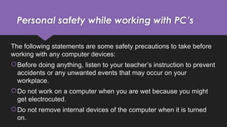 LESSON 1 - Safety Precautions.pptx...... | PPTX