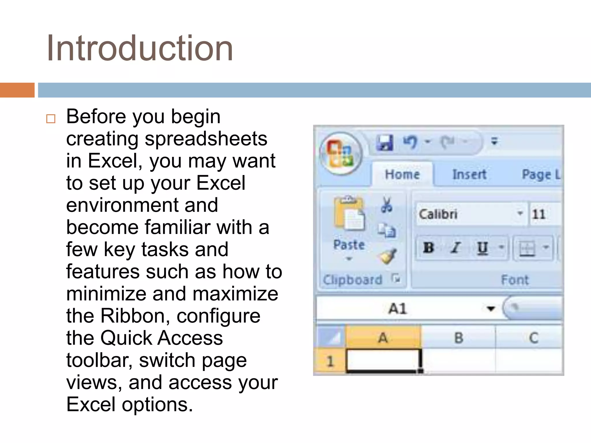 Lesson 1 setting up excel environment | PPT
