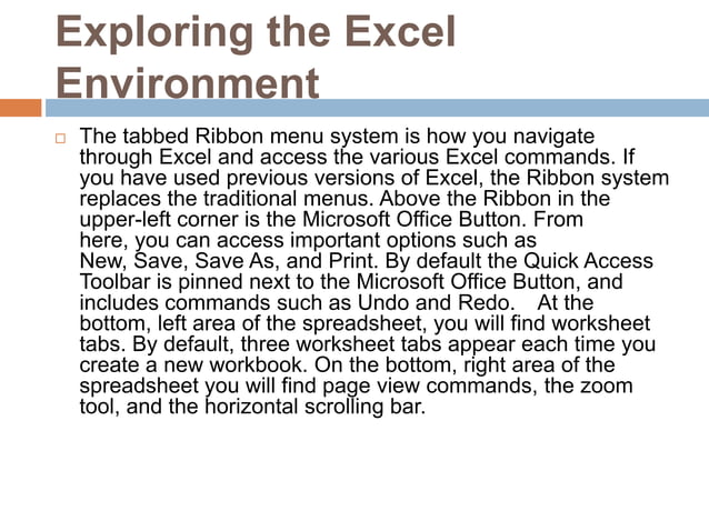 Lesson 1 setting up excel environment | PPT