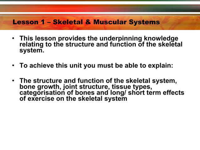 Lesson 1 skeletal system | PPT