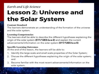 Lesson 1 the origin of the universe and solar system | PPT
