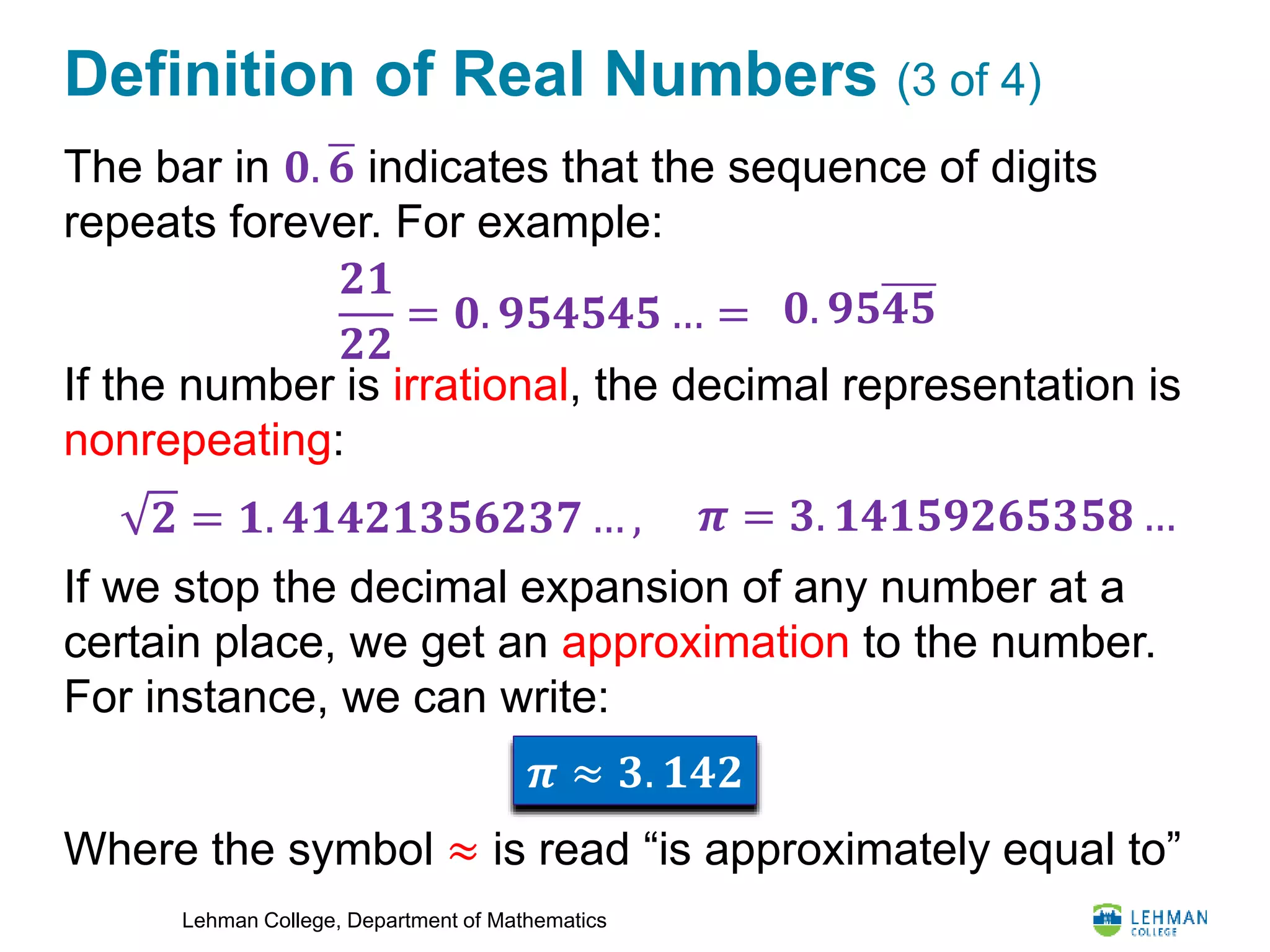 Lesson 1: The Real Number System | PPTX