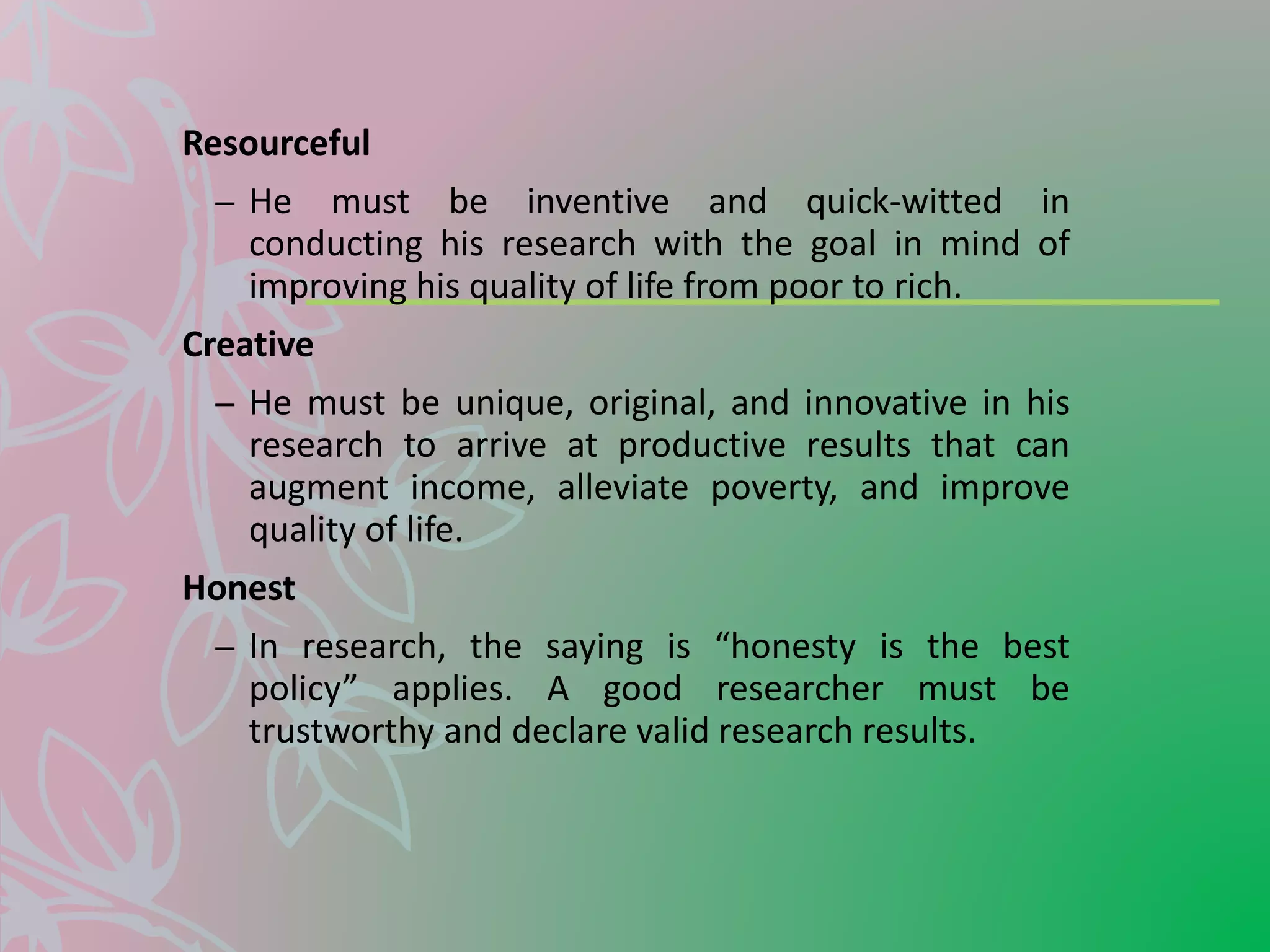 Lesson 1 values of research to man | PPTX