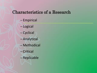 Lesson 1 values of research to man | PPTX
