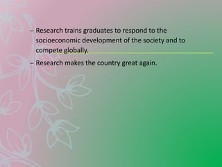 Lesson 1 values of research to man | PPTX