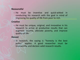 Lesson 1 values of research to man | PPTX