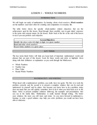 Lesson 1 Whole Numbers | DOCX