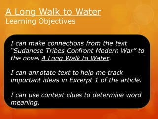 A Long Walk to Water - Lssn 10 | PPT